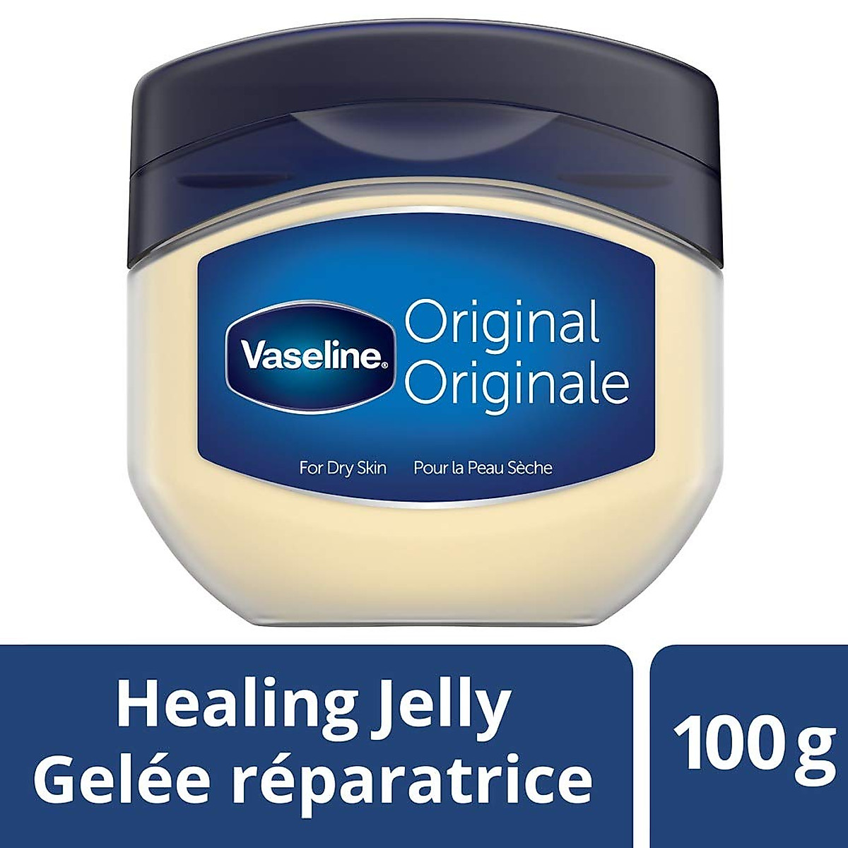 Vaseline Original Petroleum Jelly 100g- Hypoallergenic Skin Moisturizer for Sensitive Skin, Imported from Canada