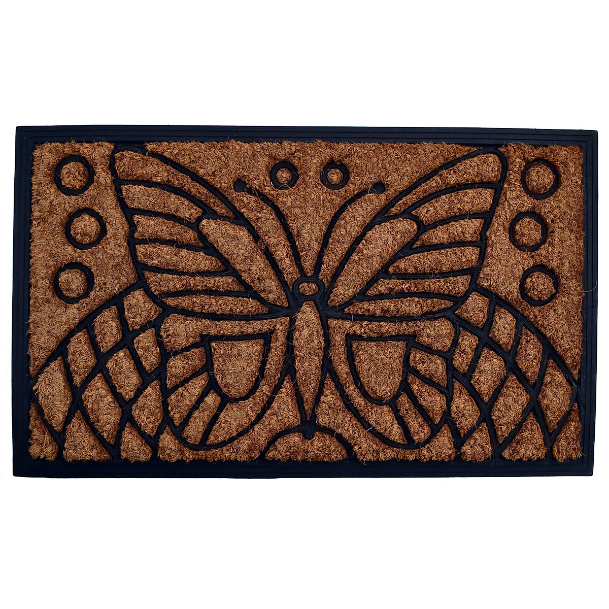 Imports Decor Rubber Back Coir Doormat, Butterfly, 18-Inch by 30-Inch