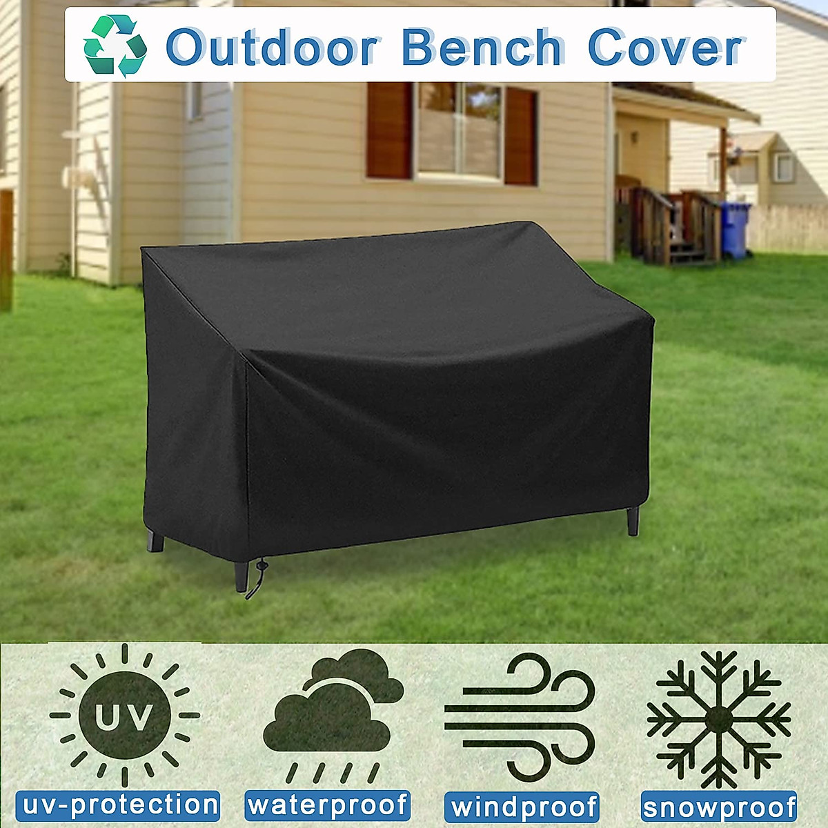 Rilime Patio Bench Cover,Outdoor 2-Seater Waterproof Outdoor Loveseat/Glider/Sofa/Furniture Cover,53L x 26W x 35H inch