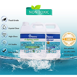 Epoxy Resin Crystal Clear, Food Safe Resin for Bar Table Top, Wood, Art, Jewelry, Super Gloss Resin for Casting, Coating and Art, Mold Casting, Jewellery Making Resin 1:1 Ratio1 Gallon Kit