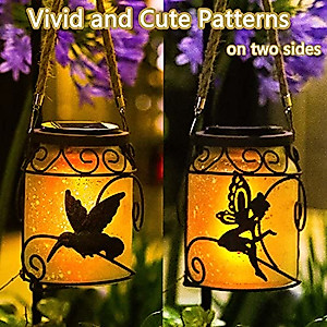 Ostritec Solar Lantern Outdoor, Flickering Flame Hanging Lantern, Waterproof Solar Fairy Lantern , Heavy Duty Retro Metal Frosted Glass Decor for Yard, Patio, Garden, Path, RV, Halloween Gift