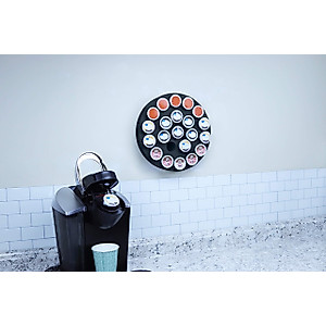Polar Whale 2 Coffee Pod Wall Mount Hanging Organizers Round Storage Tray Compatible with Keurig K-Cup for Kitchen Home Office Display Stand Waterproof Washable Black Foam 22 Compartment