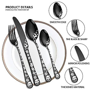 Christmas Pattern Silverware Set Flatware Set for 10,40 Piece Fork Utensil Sets Stainless Steel Cutlery Set Mirror Polished Durable Kitchen Utensil Set for Home Restaurant Best Gift Combo