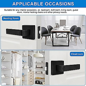 Hasmikit 10 Pack Matte Black Door Handles Privacy Door Levers, Heavy Duty Bed and Bath Door Locks Interior Door Knobs, Reversible Keyless Flat Levers with Square Rosette