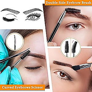 Tweezers Set and Curved Scissors, TsMADDTs Professional Stainless Steel Tweezers for Women and Men, 6 Pack Precision Tweezers For Eyebrows for Ingrown Hair, Daily Beauty Tool with Leather Travel Case