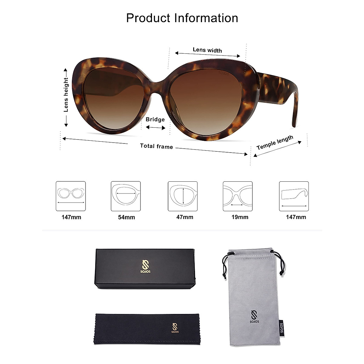 SOJOS Retro Cat Eye Polarized Sunglasses Womens Vintage Shades Trendy Designer Sun Glasses UV Protection SJ2261 with Tortoise/Brown Lens