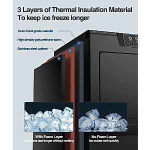 Commercial Ice Maker, SodaPer 110V Automatic Ice Making Machine Stainless Steel 180 lbs/24H, Storage Capacity 55 lbs, Freestanding Ice Maker Machine for Office/Restaurant/Bar/Coffee…