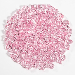 Sukh 13OZ Acrylic Ice Rocks - Small Diamond Crystal Clear Gem Stone Jewels as Plastic Clear Ice Cube Faux Rocks for Pebbles for Vase Filler & Iridescent Home Decorations & Table Centerpiece (Pink)