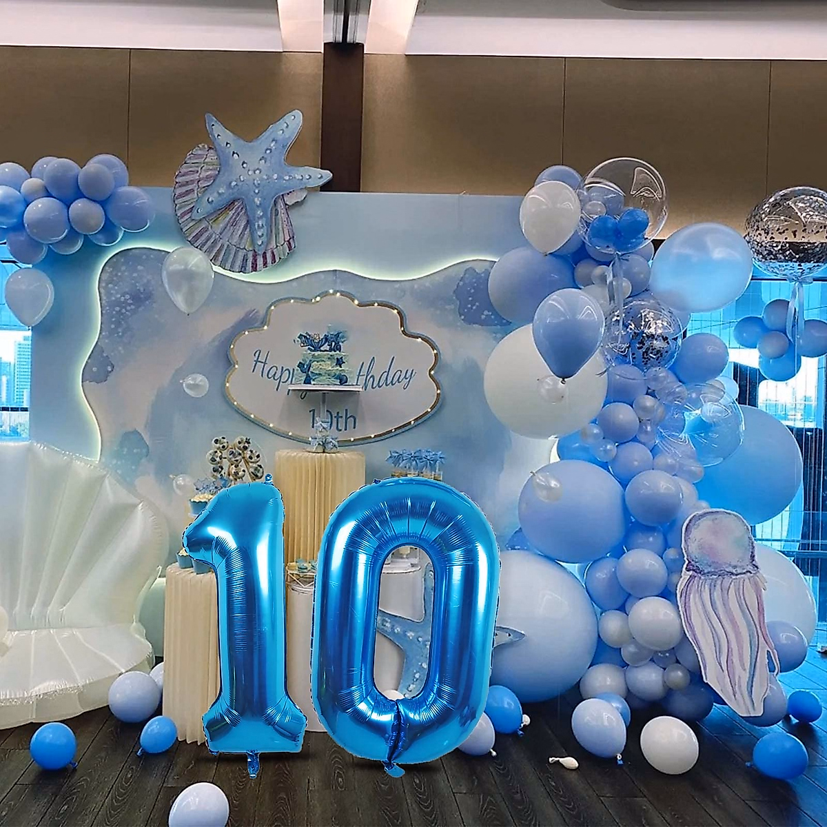 21 Balloon Number, 40 Inch Blue Foil Balloons Giant Jumbo Helium Number 21 or 12 Balloons for Boys Girls 21th 12th Birthday Decorations Anniversary Events Party Decorations (Blue)