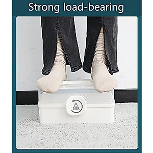 Sooyee Craft Organizers and Storage,Plastic Box with 3-Tier Fold Tray and Handle,Portable Lockable Container for Arts, Crafts,Cosmetic, Sewing, Toy, Washi Tape, Lego,13.4x7.5x8.9 in,Clear/White