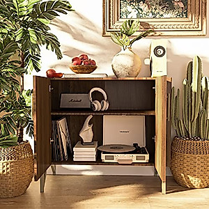 roomfitters 39" Modern Wood Sideboard Buffet Cabinet, Mid Century Media Console with Doors Coffee Bar Cabinet Credenza for Living Room, Entryway, Wooden Kitchen Wine Cabinet, Gold Metal Legs