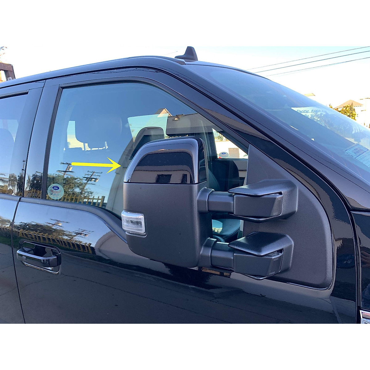 eLoveQ Gloss Black Top Half Mirror Cover Covers For 2017-2019 Ford F-250 F-350 F-450 SuperDuty (DO NOT FIT F-150)