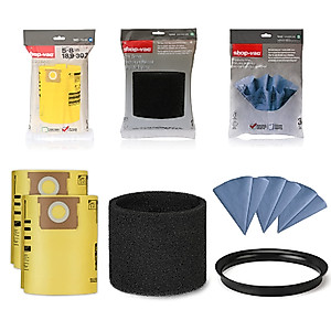 Shop-Vac 6PC Filter Kit, 2-Pack 90671 Filter Bags, 3-Pack 90107 Paper Disc Filters and 90585 Premium Foam Filter, Fit for Most Shop-Vac 5-8 Gallon Wet/Dry Vacuum