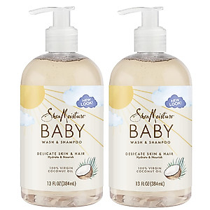 Shea Moisture Baby Essentials, 100% Virgin Coconut Oil Baby Body Wash & Shampoo, Skin Care for Newborn Baby and Kids, Pack of 2 -13 Fl Oz