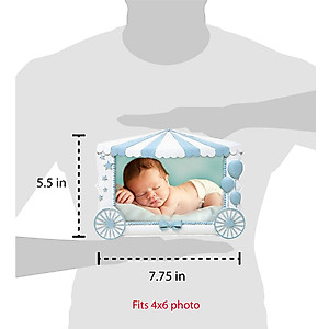 Isaac Jacobs 4x6 Resin Sentiments Baby Picture Frame, Display on Tabletop, Desk (White with Blue)