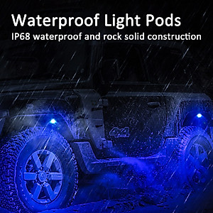 Avenemark Waterproof Neon Light 8 Pods RGB LED Rock Lights with Bluetooth App Control Music Modes Timing Function Wheel Well Light for Car Truck ATV SUV Boat