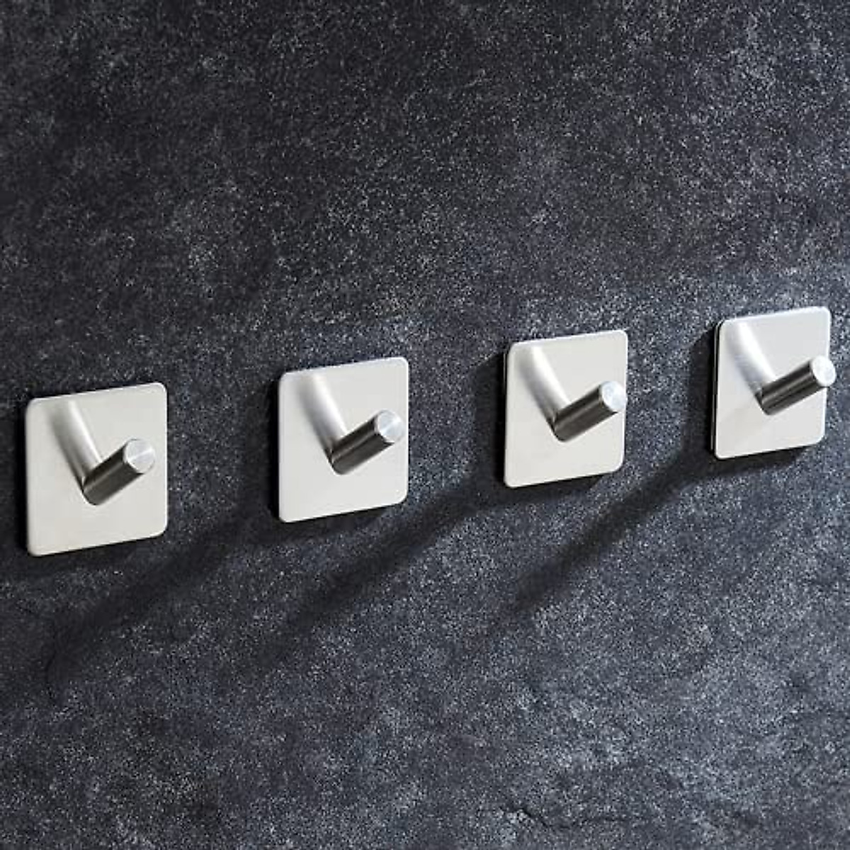 KCTEX Adhesive Robe Hooks, Wall Hooks, Stainless Steel Shower Hooks, Heavy Duty Waterproof for Hanging Robe, Towel, Christmas Decorations, Stocking - Bathroom, Kitchen and Bedroom 4 Packs
