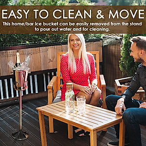 Silver Ice Bucket with Stand, Handles, Scoop and Bottle Opener, 1.3 Gallon Ice Cooler Bucket for Beer, Wine Chiller, Outdoor or Indoor Use