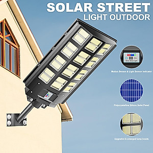 loyoele 3-Pack 9600W Solar Parking Lot Lights 360000LM 7000K Outdoor LED Solar Street Light Dusk to Dawn Street Lights Solar Powered,with Motion Sensor,Yard, Solar Street Lights Outdoor