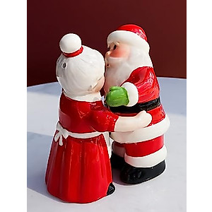 Ebros Gift 'Tis The Season Dancing Mr And Mrs Santa Claus Christmas Couple Salt And Pepper Shakers Set Ceramic Figurines Party Kitchen Tabletop Collectible Prop Jolly Holiday Decorative