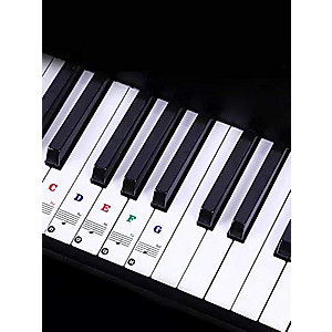 Piano Keyboard Stickers for 88/61/54/49 Key. Colorful Large Bold Letter Piano Stickers Perfect for Kids Learning Piano. Multi-Color, Transparent and Removable