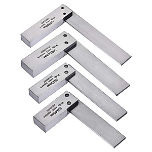 uxcell Machinist Square Set 2.5/3.15/4 / 5 Inch (63/80/100/125mm), Woodworking Try Square Wide Seat Solid Steel Squares, 4pcs in 1 Set