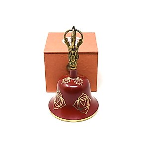 Tibetan Buddhist Meditation Bell Chakra Color - Bell of Enlightenment from Nepal 8 Inches Including free Box … (ORANGE)