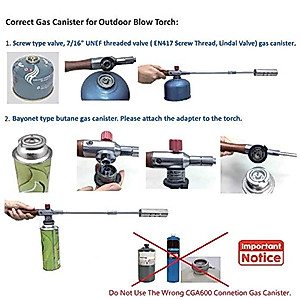 A-ONE Outdoor Garden Burner, Outdoor Blow Torch,Butane Torch with Canister Adapter, Torch with Wooden Handle, Long Handle Blow Torch, Jet Flame Torch for Garden Roof Road Lawn Cleaning