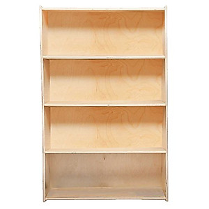 Contender Baltic Birch Book Case With Three Fixed Shelf, Montessori Kids Furniture for Home, Classroom, Office in Natural Finish [Greengaurd Gold Certified]