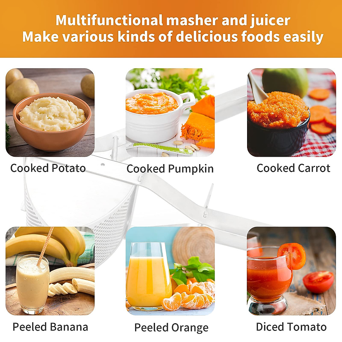 MyLifeUNIT Heavy Duty Commercial Potato Ricer, Stainless Steel Business Potato Ricer and Masher