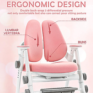 ROYALJOBO Adjustable Children's Table and Chair, Boys and Girls Aged 3 to 18 Years Old Learning Interest Chair, Adjustable Height, Suitable for Families, Schools,Student Chairs. (Pink)