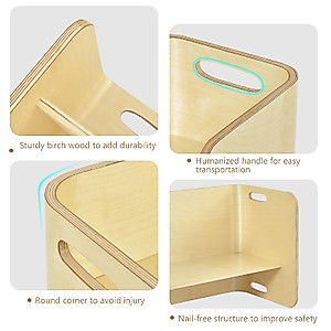 Costzon Kids Table and Chair Set, 4 in 1 Wood Activity Table, Bench, Storage Shelves, Desk for Children Reading, Arts, Crafts, Snack Time, Playroom, Fully Assembled, Toddler Table & Chair Set, Natural