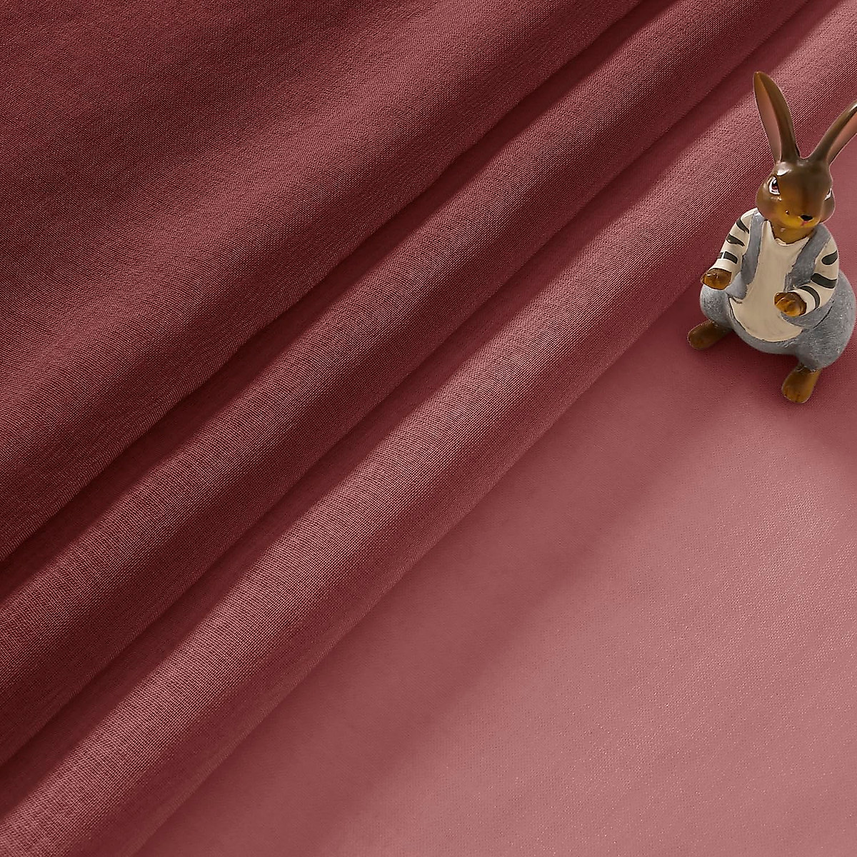 DWCN Faux Linen Ombre Sheer Curtains - Gradient Semi Voile Grommet Top Window Curtains for Bedroom and Living Room, Set of 2 Panels, 52 x 84 Inches Long, Burgundy