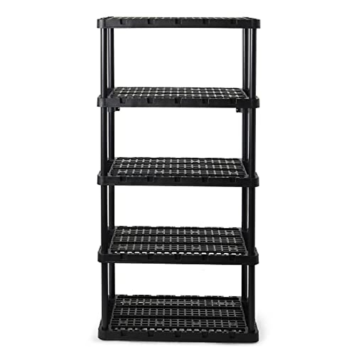 Gracious Living 5 Shelf Knect-A-Shelf Ventilated Heavy Duty Storage Unit 18 x 36 x 72 Organizer System for Home, Garage, Basement & Laundry, Black