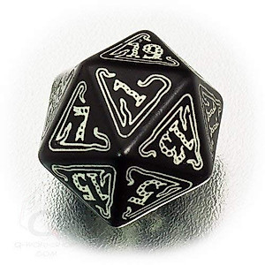 Q-Workshop Call of Cthulhu Black & Glow-in-The-Dark RPG Ornamented Dice Set 7 Polyhedral Pieces Black & Glow-in-the Dark, Standard (15mm - 17mm)