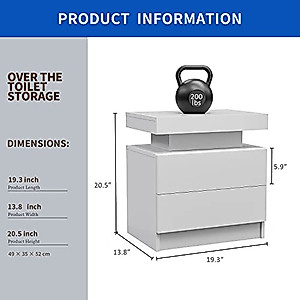DobleCliCli LED Nightstand Set of 2, Modern End Side Table with 2 Drawers, 20.5" Tall LED Storage Cabinet, Bedside Furniture for Bedroom, Living Room, Salon and Office, White