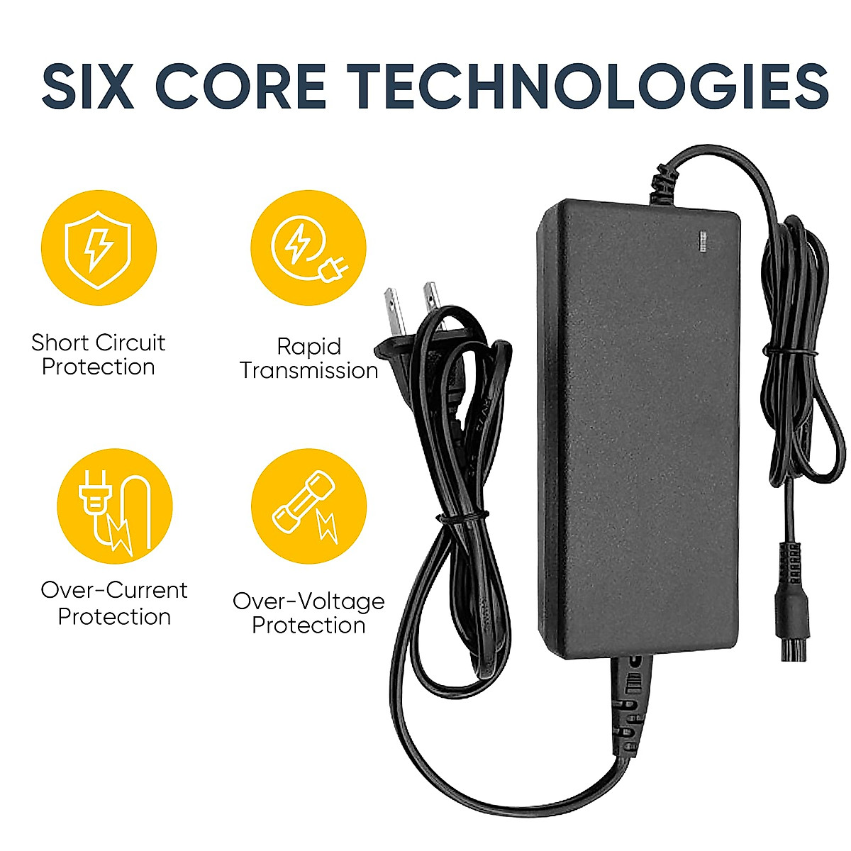 42V 2A Battery Charger 3 Prong Inline Connector Universal Power Supply Adapter for 36V Lithium Battery, 36V Pocket Mod, 36Volts Sports Mod Power Supply Adapter