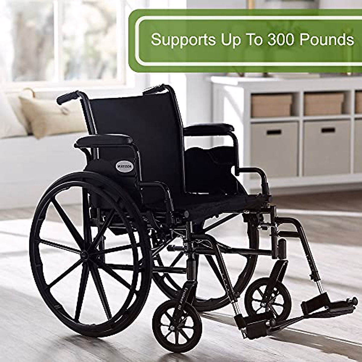 McKesson Wheelchair, Swing Away Foot Leg Rest, Desk Length Arms Flip Back, 20 in Seat, 300 lbs Weight Capacity, 1 Count
