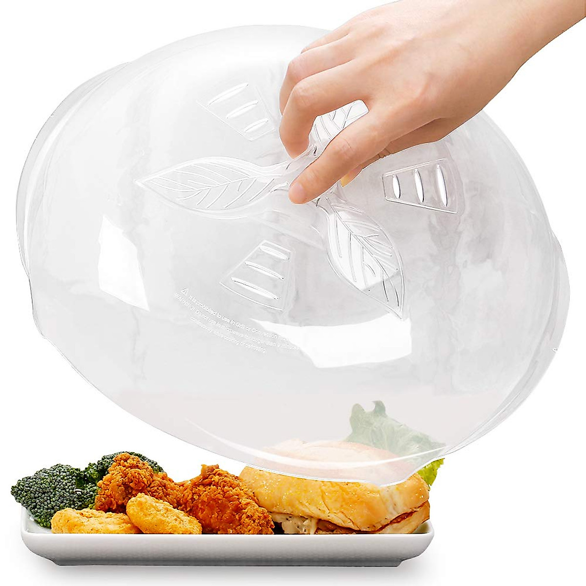 Microwave Anti-Splatter Cover 11 12 for Food, Clear, Microwave Plate Dish Covers for Oven Cooking, Guard Lid with Steam Vents BPA Free Large 11.8 Inches