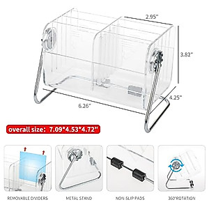 Yesesion Acrylic Remote Control Holder, Clear TV Remote Caddy for Bedside Table, Desk Storage Organizer with Removable Dividers for Marker Pen and Pencils, Home Office Supplies, Phone, Eyeglasses