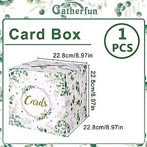 Gatherfun Sage Greenery Bridal Shower Card Box,Wedding Cards Box and Baptism Envelope Box for Wedding Gift Baby or Bridal Shower Party Favors Decorations Party Supplies