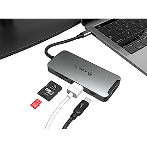 ADAM elements 8-in-1 USB C Hub - 4K USB C to HDMI - 100W USB C PD - SD Card Reader - 3 USB 3.1 Ports - Portable, Durable Aluminum Case