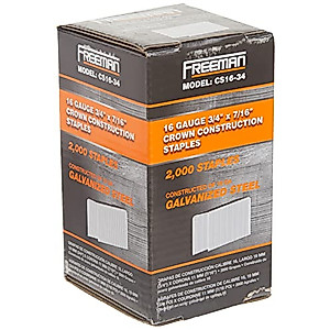 Freeman CS16-34 16 Gauge 3/4" Construction Staples with 7/16" Crown (2,000 Count)