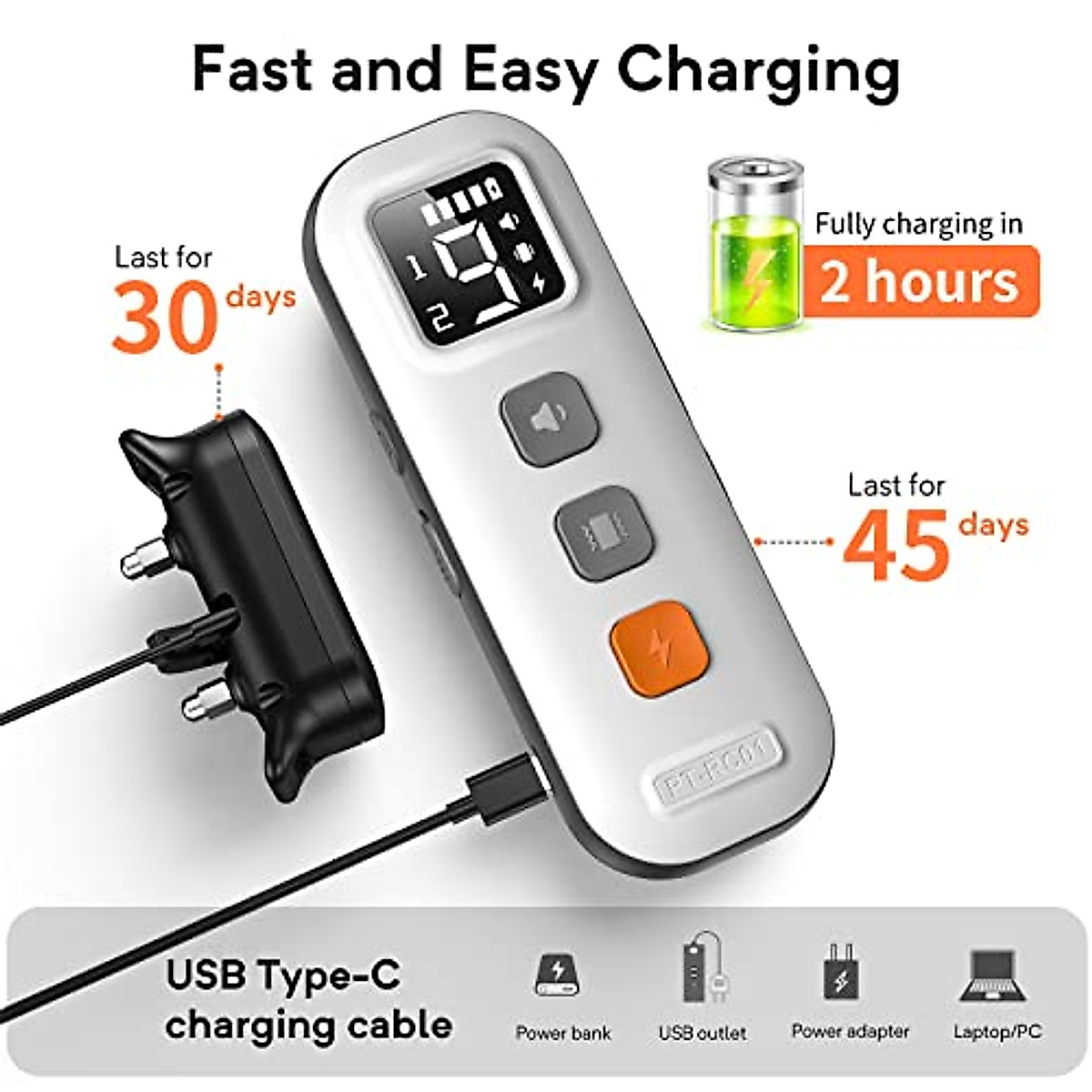 Dog Training Collar with Remote 2000Ft, BUUOC Electric Dog Shock Collar with 3 Safe Training Modes, Beep, Vibration and Shock (White) (White)