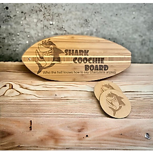 Shark Coochie Surfer Board Laser Engraved and 2 Coasters