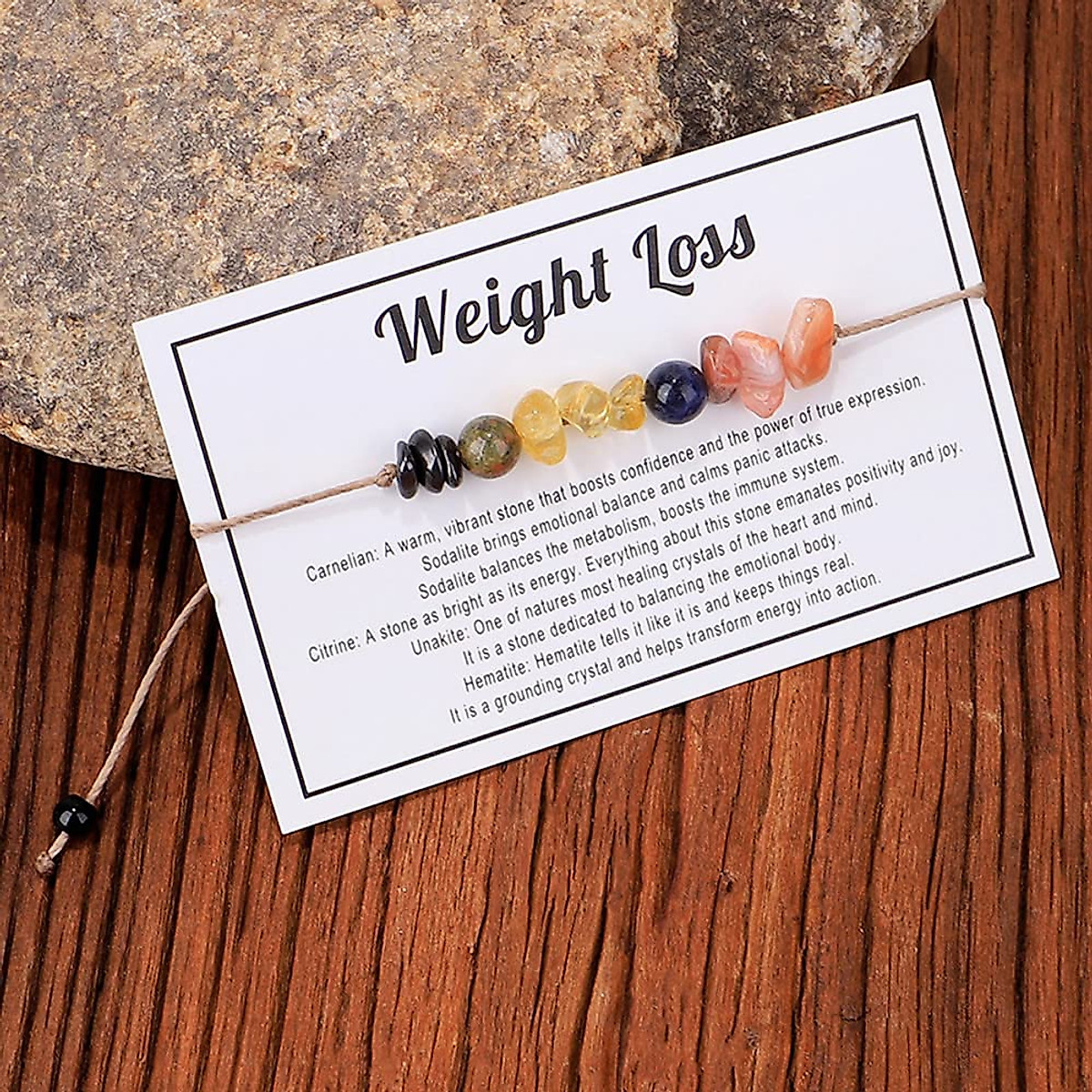 tenghong2021 Chakra Crystal Beaded Bracelet with Wish Card Adjustable Spiritual Anxiety Stone Beads Braide String Bracelet Yoga Meditation for Women Men Jewelry Birthday Gifts-Weight Loss