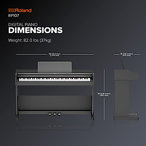 Roland RP107 Digital Compact and Affordable Home Piano with Traditional Upright Styling | Perfect for Beginners |Onboard Bluetooth & More,Black