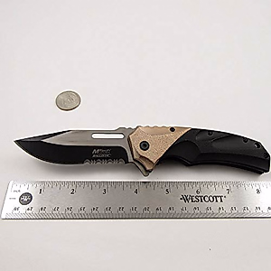 SPRING-ASSIST FOLDING POCKET KNIFE Mtech Black Copper Serrated Military Tactical Knife