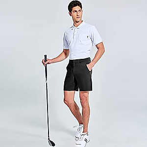 MIER Men's Hiking Shorts 8" Lightweight Outdoor Work Shorts for Men Travel Golf Camping Casual with 5 Zipper Pockets, Black, XXL