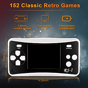 Handheld Game Console 152 Classic Retro Game Player 2.5 Inch LCD Screen Portable Video Game Console Birthday Gift for Adult, Black [video game]